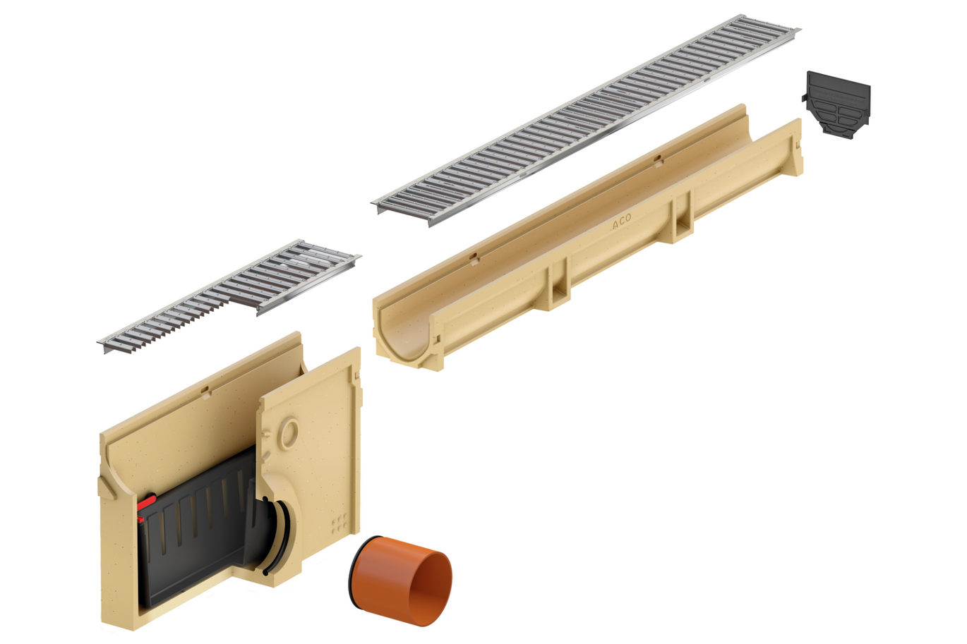 Wie schließe ich die ACO Self® Rinne an - Systemaufbau