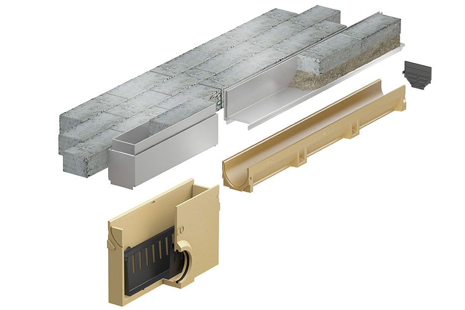 Wie schließe ich die ACO Self® Rinne an - Systemaufbau